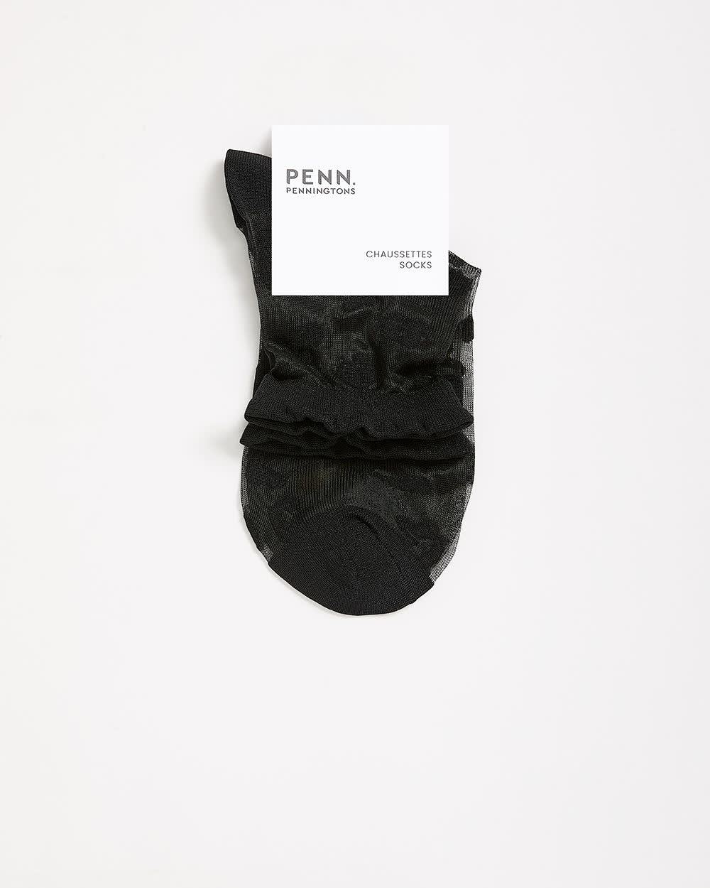 Black Cheetah-Print Mesh Short Crew Socks for Women – Penningtons