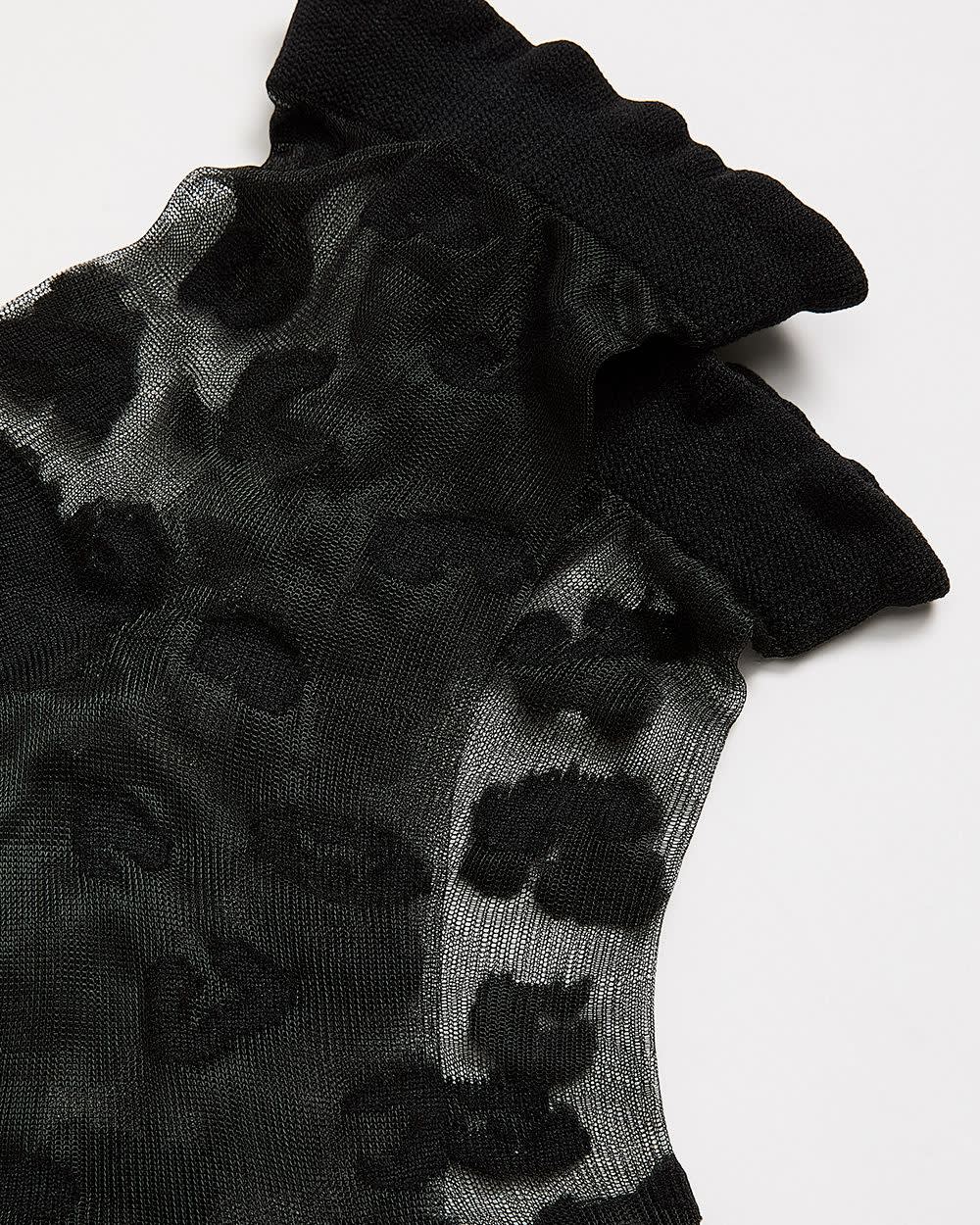 Black Cheetah-Print Mesh Short Crew Socks for Women – Penningtons