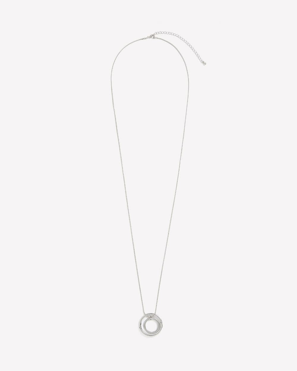 Silvery Long Necklace with Circle Pendant Women’s Jewelry – Penningtons