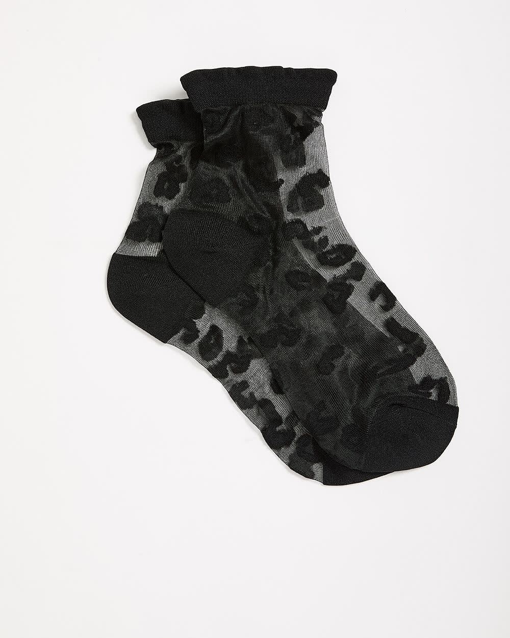 Black Cheetah-Print Mesh Short Crew Socks for Women – Penningtons