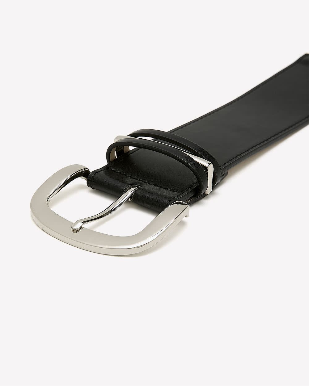 Brand elastic belt plus size women’s black faux leather buckle belt ...