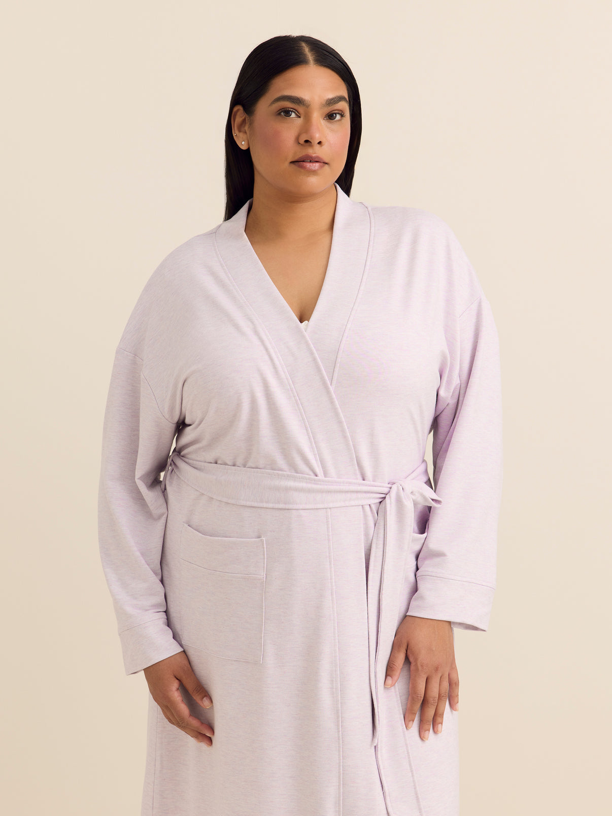 ti Voglio Plus Size Lilac Heather Knit Robe Women’s Sleepwear – Penningtons