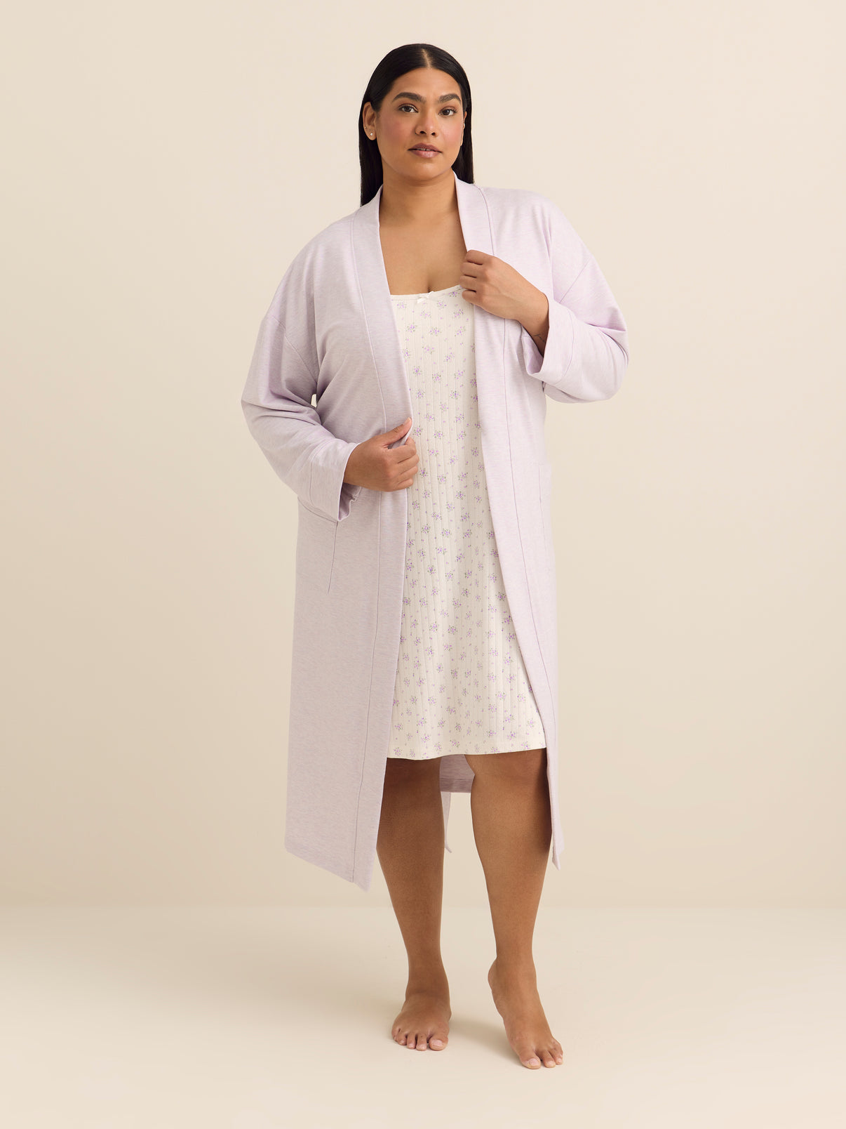 ti Voglio Plus Size Lilac Heather Knit Robe Women’s Sleepwear – Penningtons