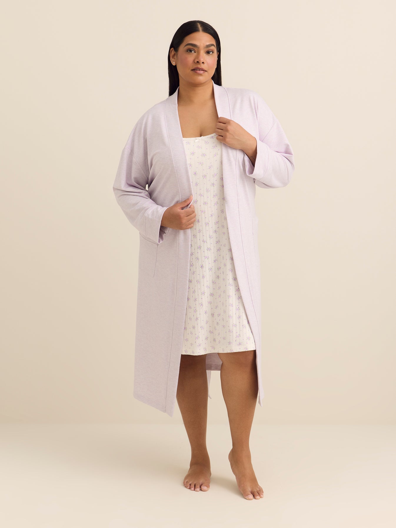 ti Voglio Plus Size Lilac Heather Knit Robe Women’s Sleepwear – Penningtons