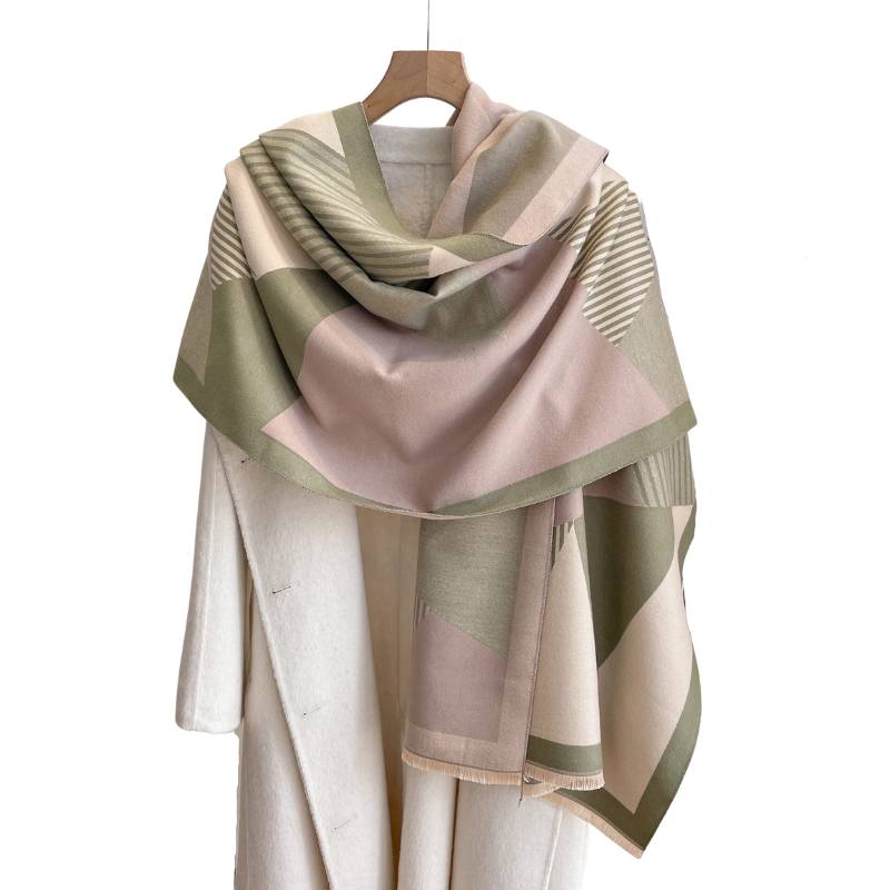 Écharpe à Motif Rayé Bloc De Couleurs Olive Vert Et Beige Dont Ask Penningtons