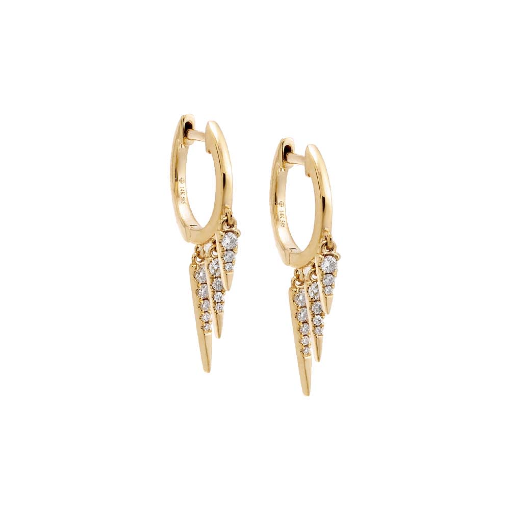 Par Adina Eden -Dangling Diamond Spkie Huggie Earge 14K - 14K Gold ...
