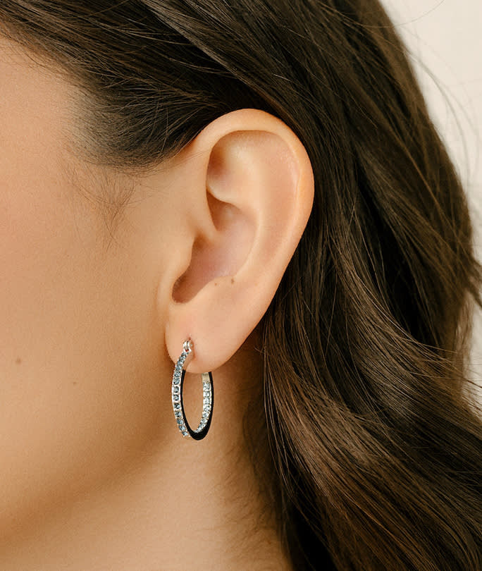 Two Tone Blue Mix Dual Sided Hoops made with Quality Austrian Crystals ...