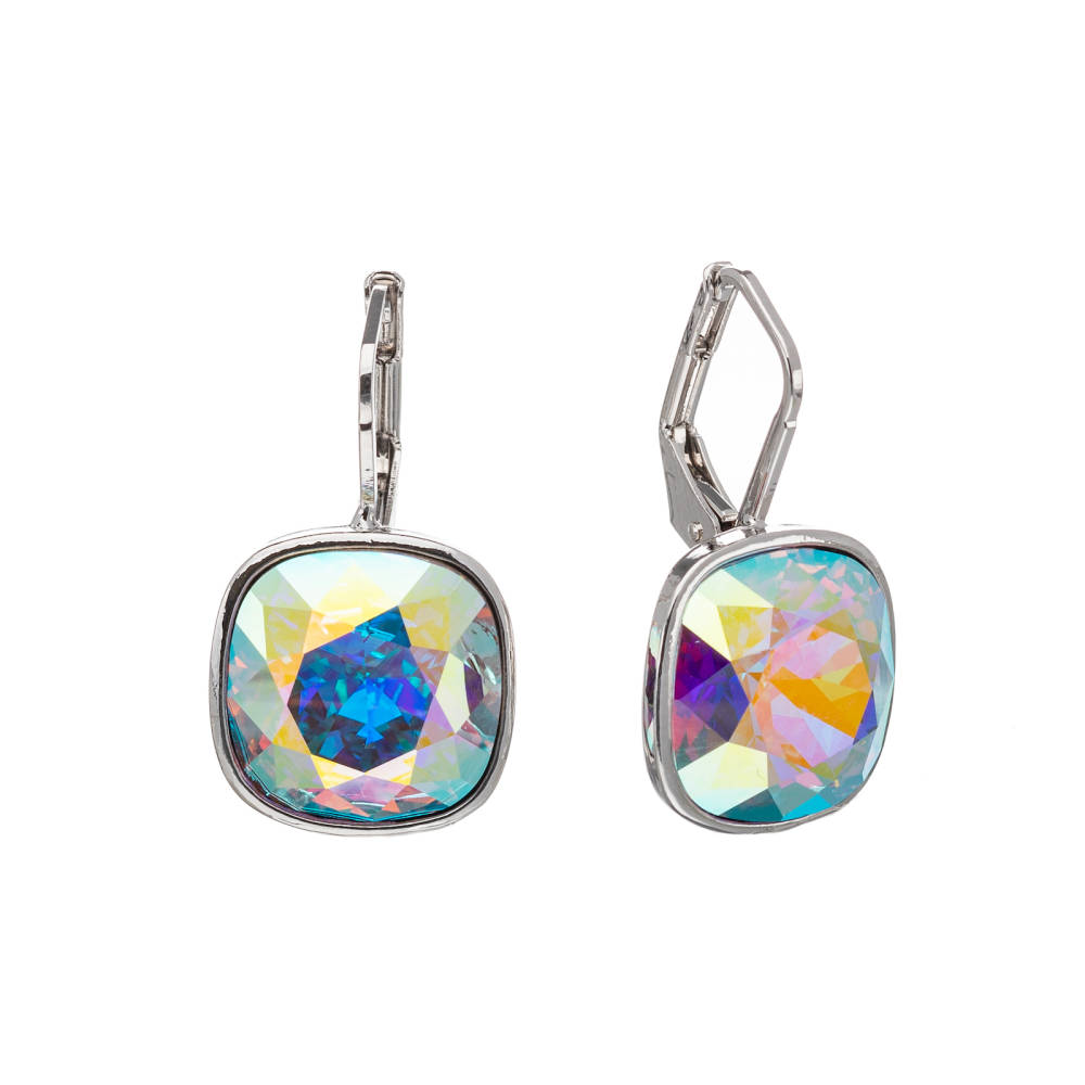 Aurora Borealis Cushion Cut Leverback Earrings made with Quality ...