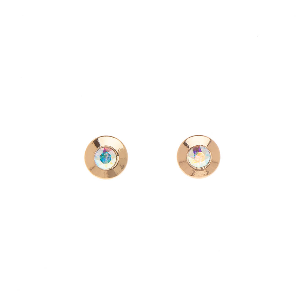 Goldtone crystal Dainty Circular Stud Earrings made with Quality ...