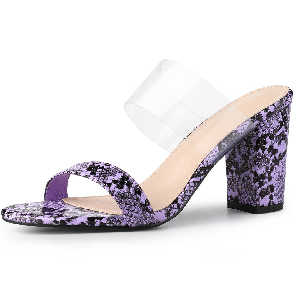 Allegra K- Snake Print Block Heel Clear Slide Sandals - Penningtons