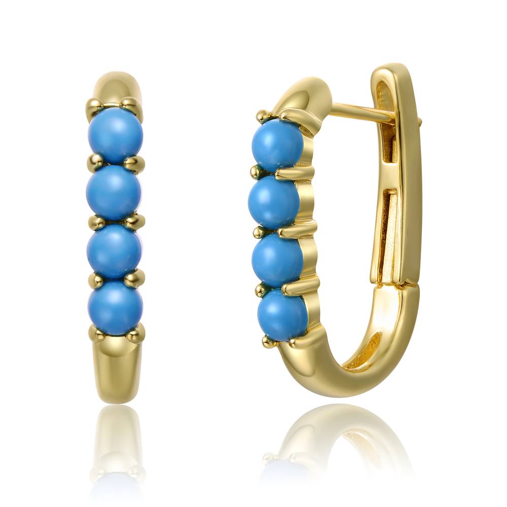 Genevive Sterling Silver 14k Gold Plated with Nano Turquoise Beads ...