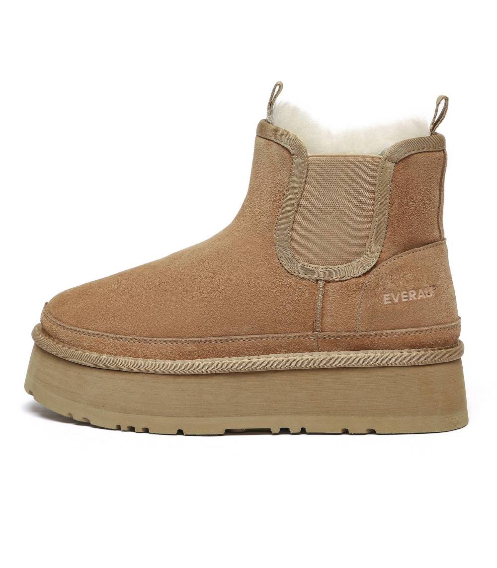 EVERAU Australia Women Leather Platform Short Chelsea Boots - Shoveler ...