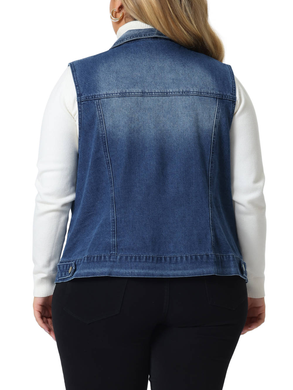 Agnes Orinda - Sleeveless Classic Washed Zip Denim Jackets - Penningtons
