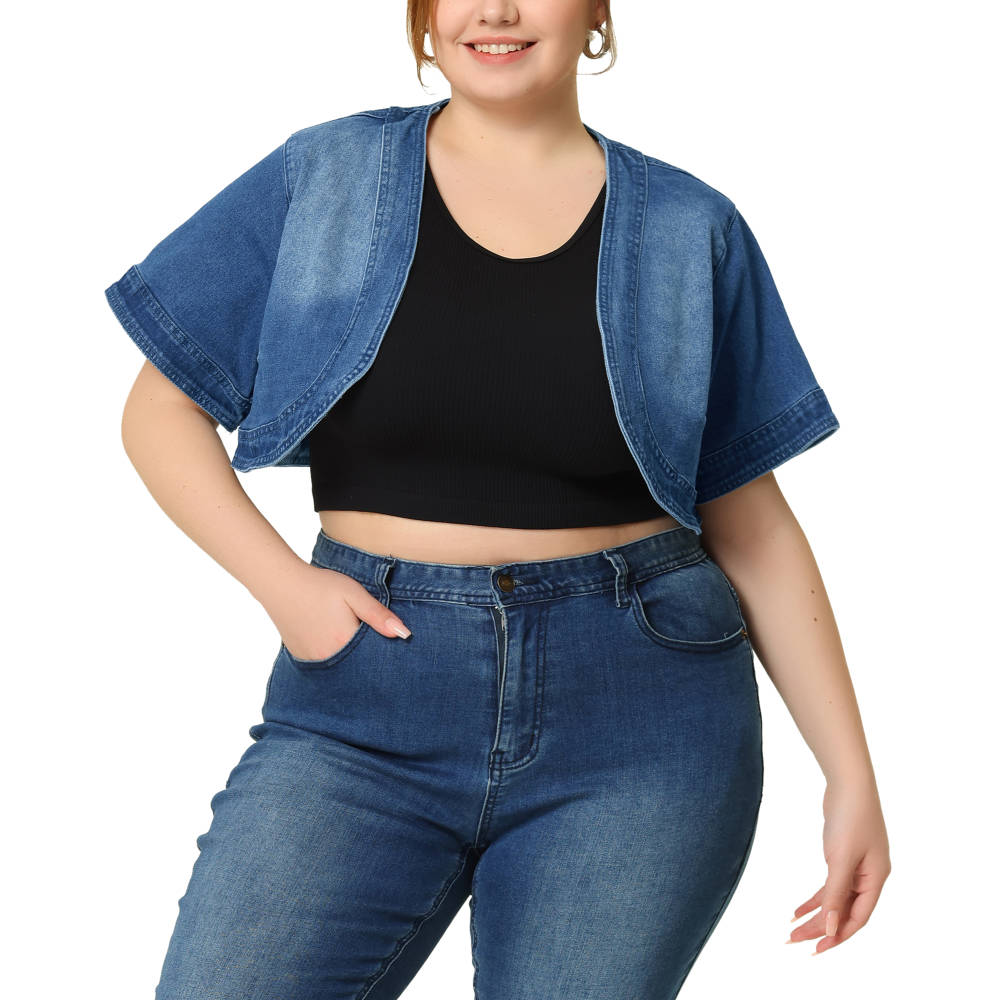Agnes Orinda - Crop Denim Jackets Jean Shrug - Penningtons