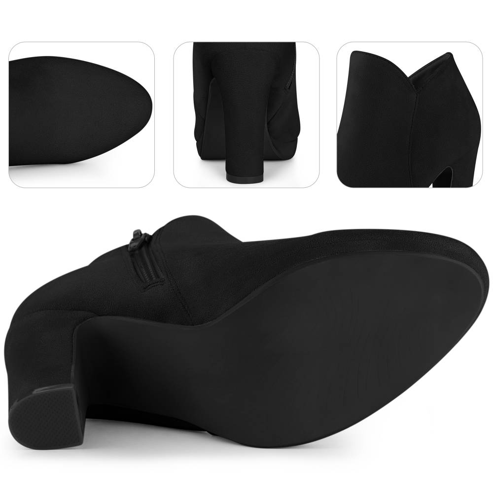 Allegra K - Platform Chunky Heels Solid Ankle Booties - Penningtons