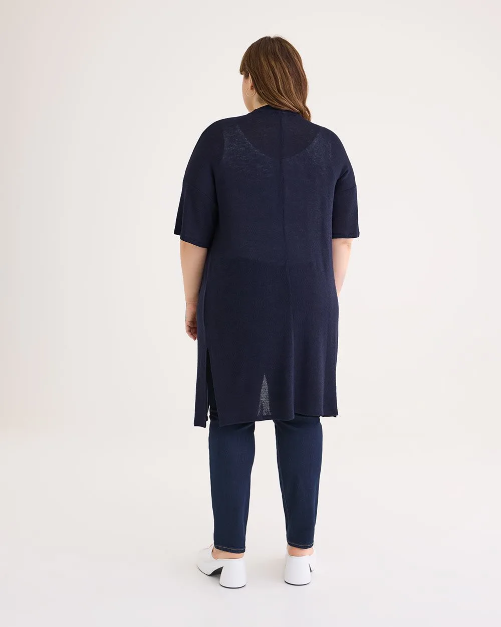 Long Blue Cardigan with Kimono Sleeves | Penningtons
