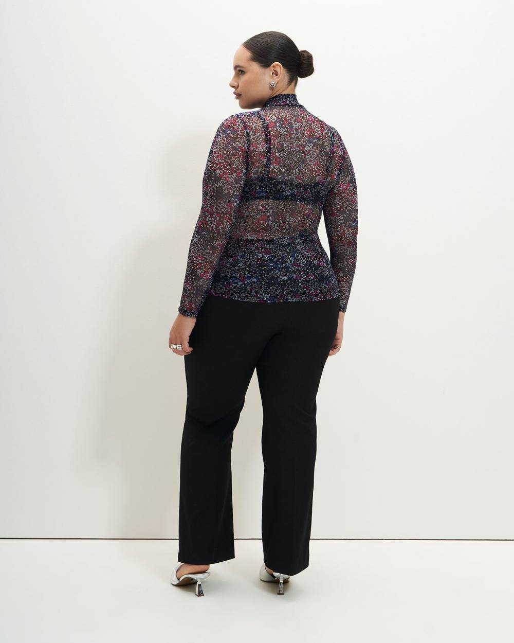 Mesh Knit Top with Mock Neckline - Addition Elle | Penningtons