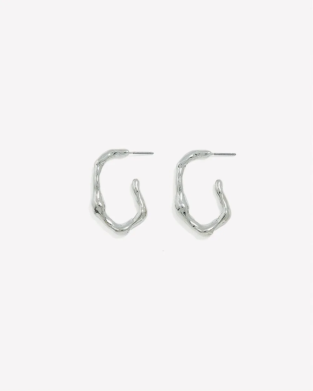 Single Open Loop Earrings in Hammered Metal | Penningtons