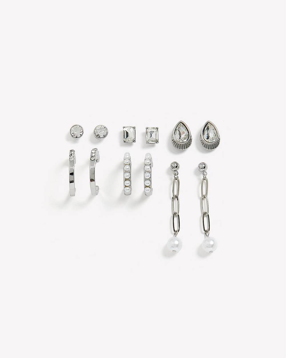 Assorted Stud and Hoop Earrings with Pearls, Set of 6 | Penningtons