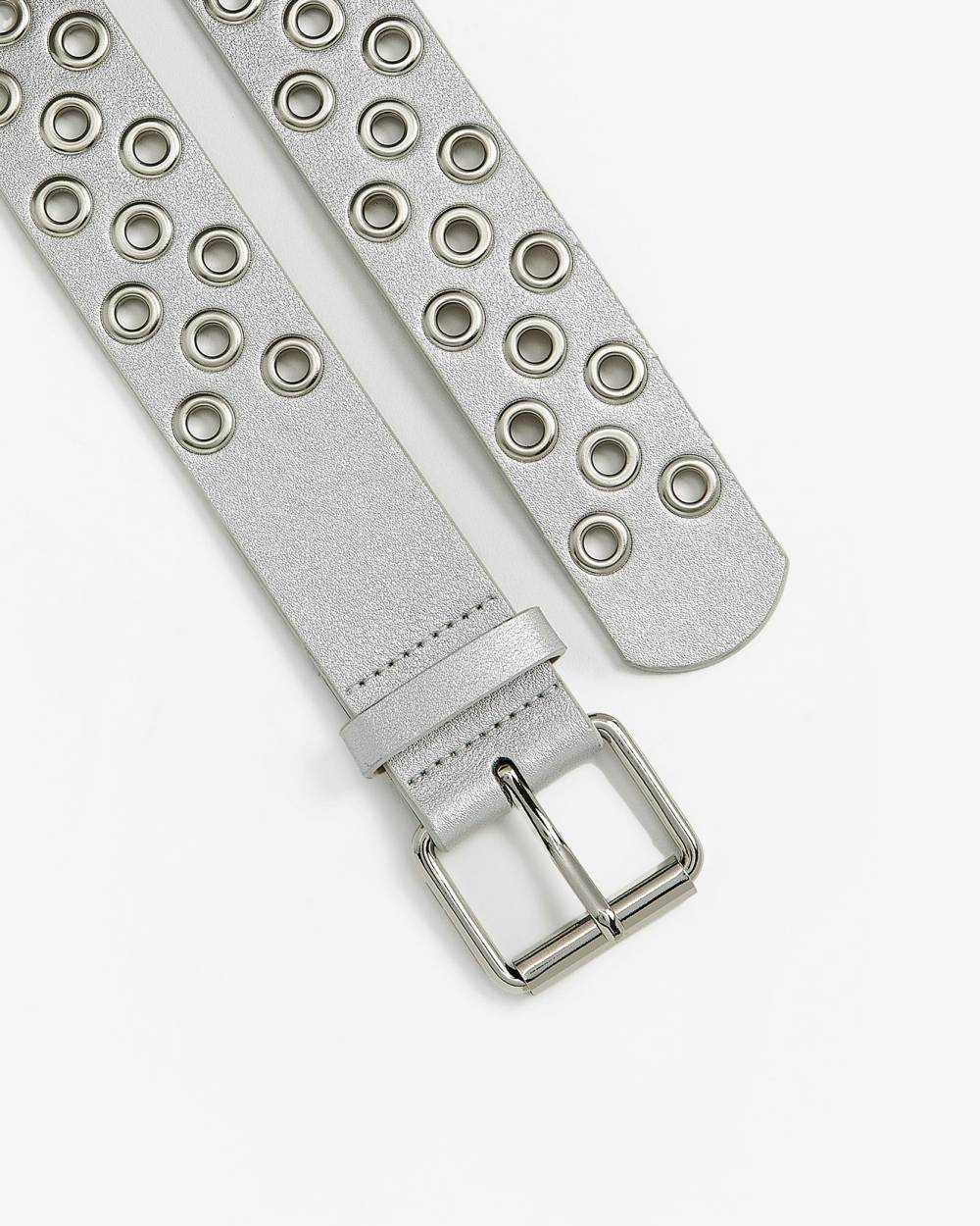 Gray Eyelet Faux Leather Denim Belt | Penningtons