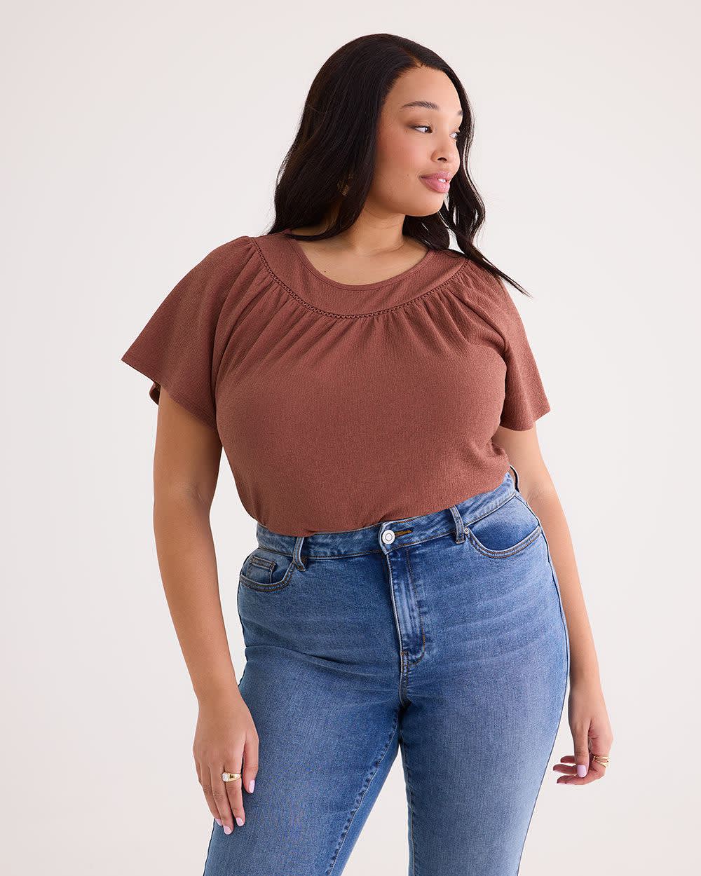 Short-Flutter-Sleeve Crew-Neck Tunic | Penningtons