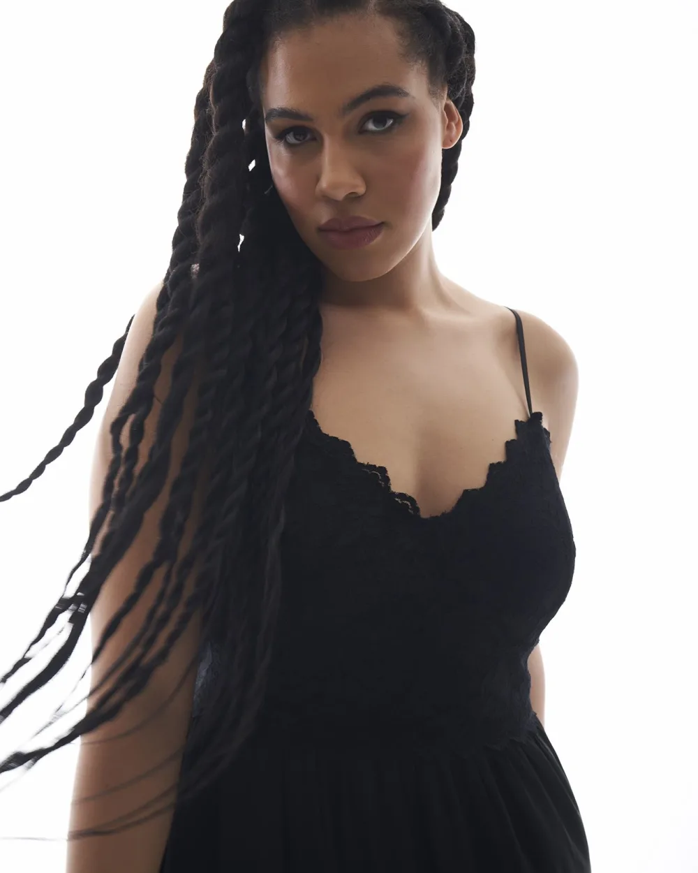 Black Sleeveless Dress with Lace Bodice - Addition Elle | Penningtons