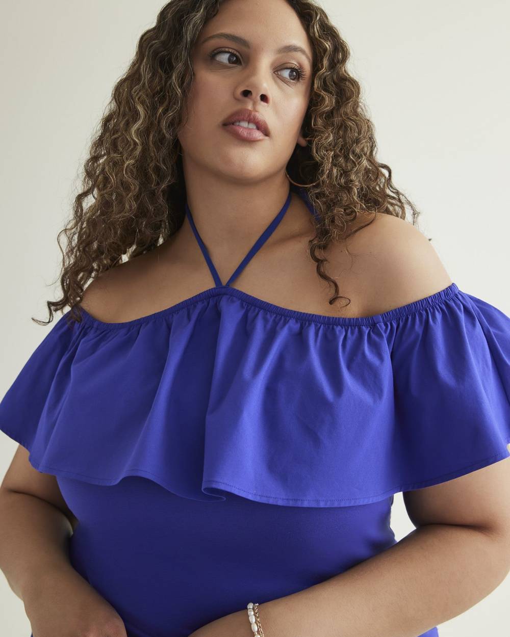 Off-Shoulder Ruffled Knit Top | Penningtons