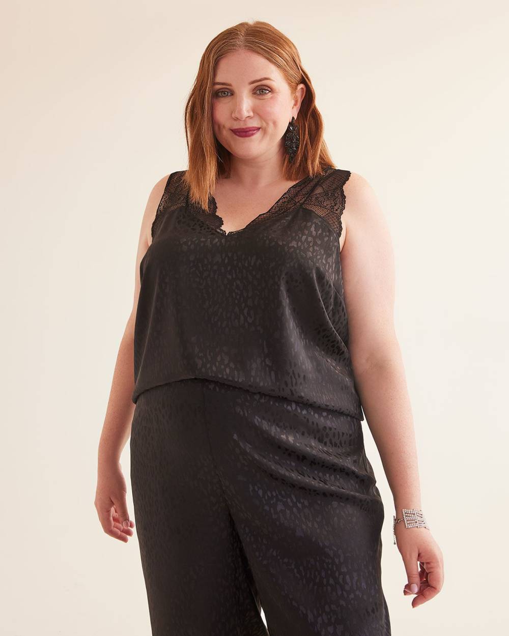 Black Sleeveless Blouse with Lace Shoulders | Penningtons