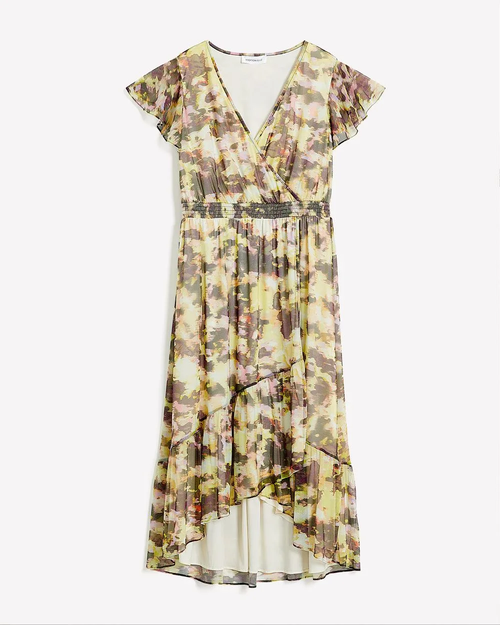 Printed Mesh Dress with Ruffle Details - Addition Elle | Penningtons
