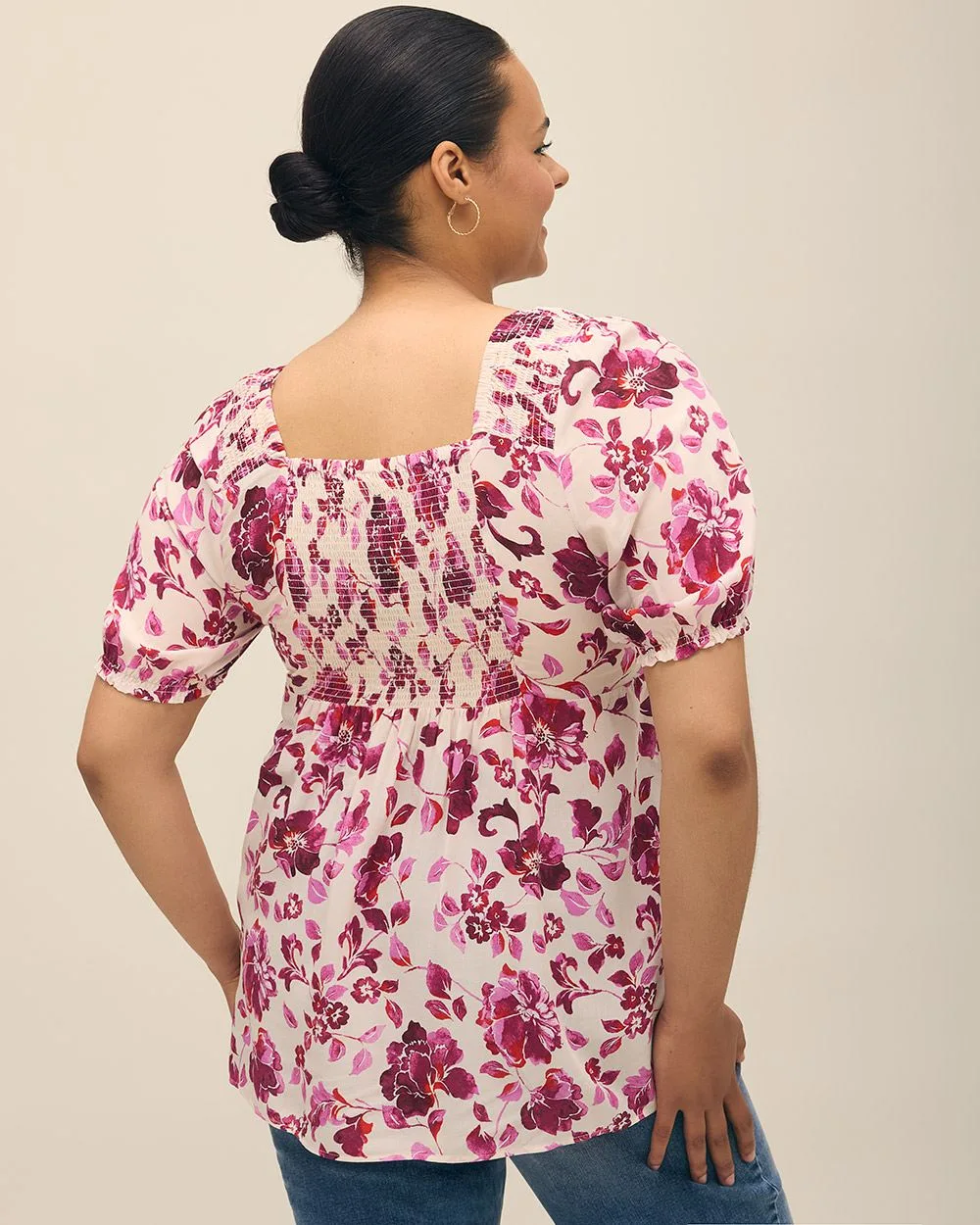 Square-Neck Smocking Blouse | Penningtons