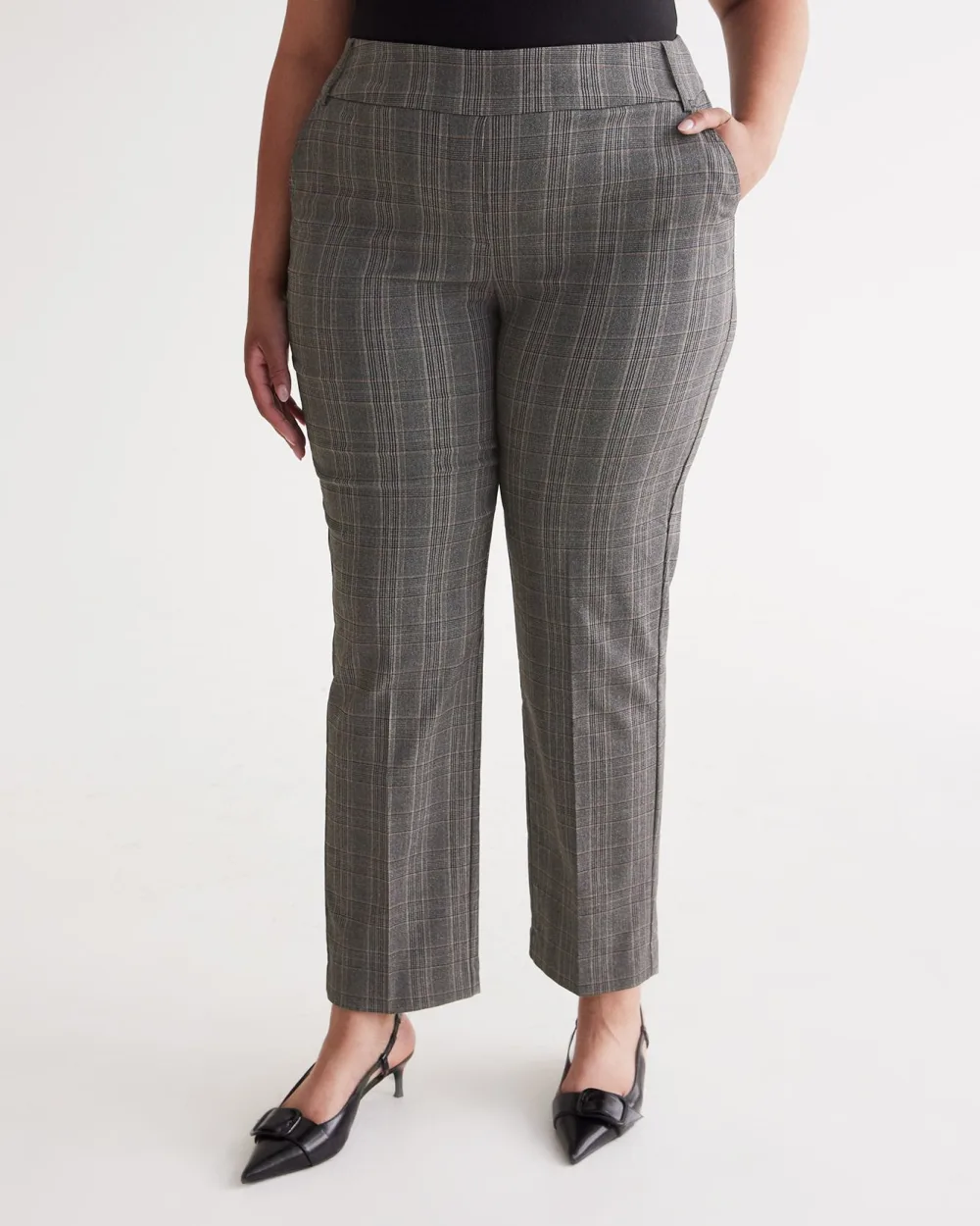 Plaid Straight-Leg Savvy Pant - PENN. Essentials | Penningtons