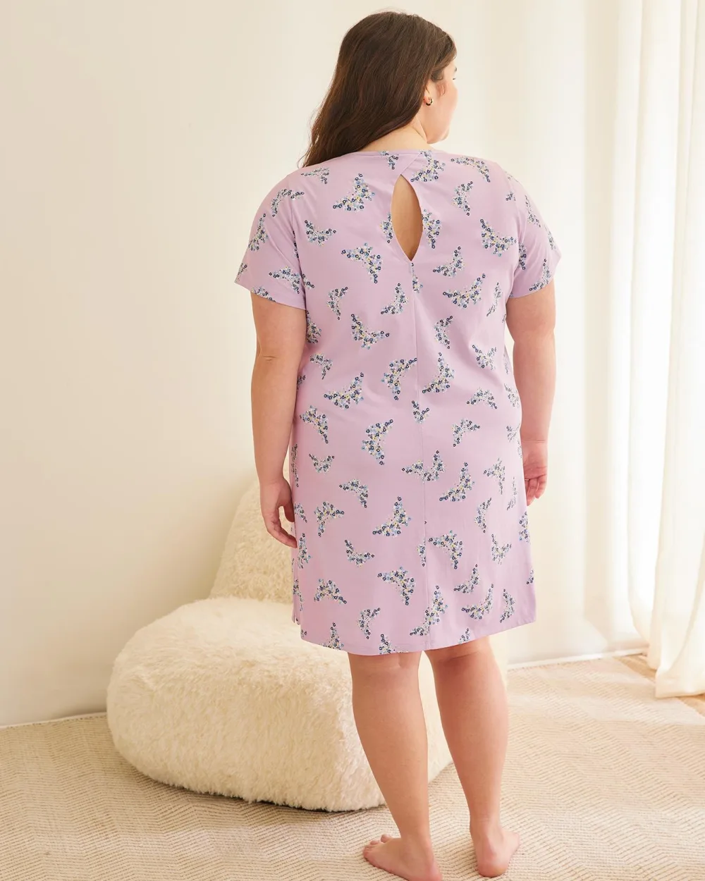 Short Sleepshirt with Placement Butterfly Print - ti Voglio | Penningtons
