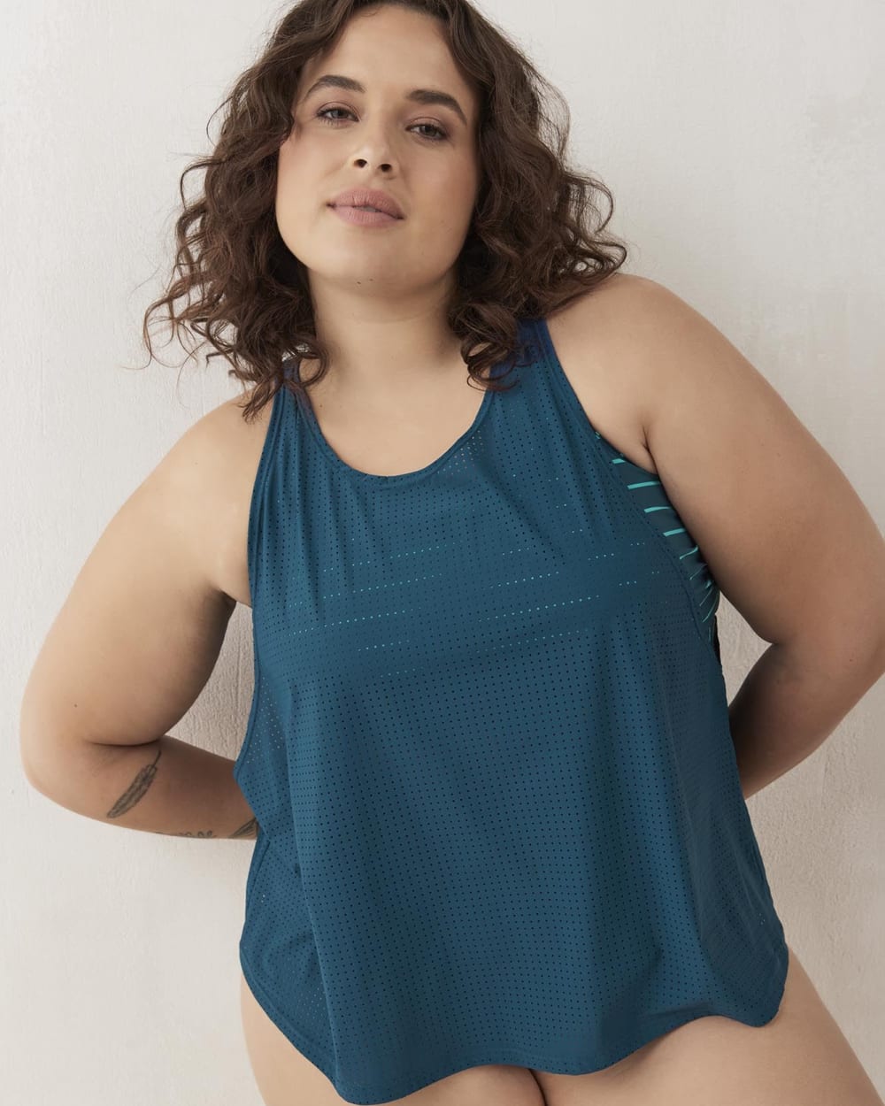 Solid Tankini with Printed Bandeau - Active Zone | Penningtons