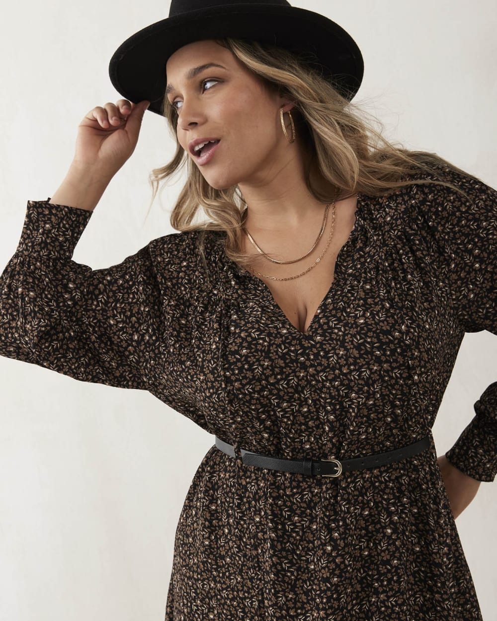 Boat-Neck Dress with High-Low Ruffled Hem | Penningtons