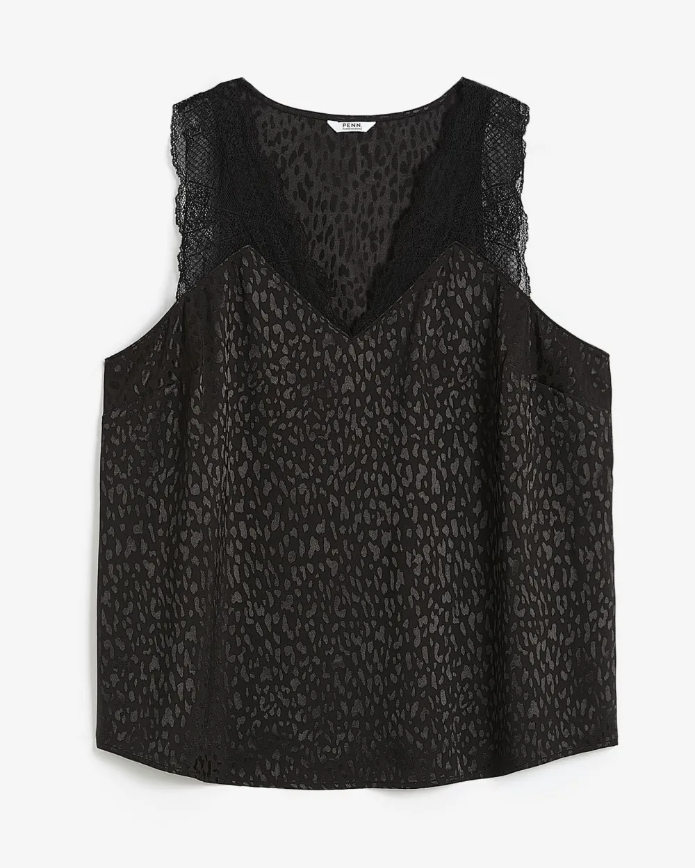Black Sleeveless Blouse with Lace Shoulders | Penningtons