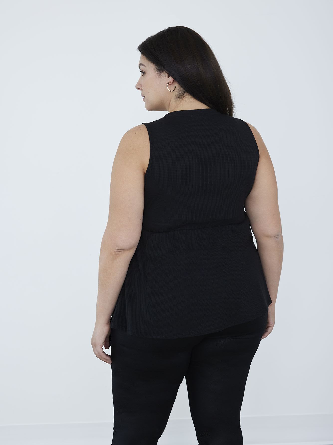 Solid Sleeveless Top with Lace Inserts | Penningtons