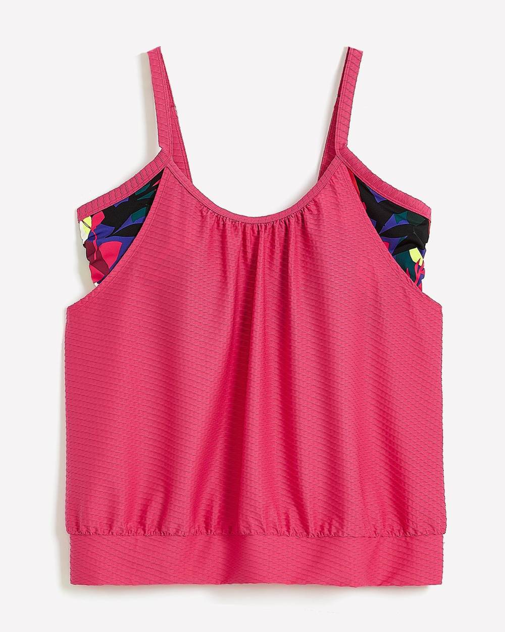 Textured Tankini with Tropical Print Bandeau | Penningtons