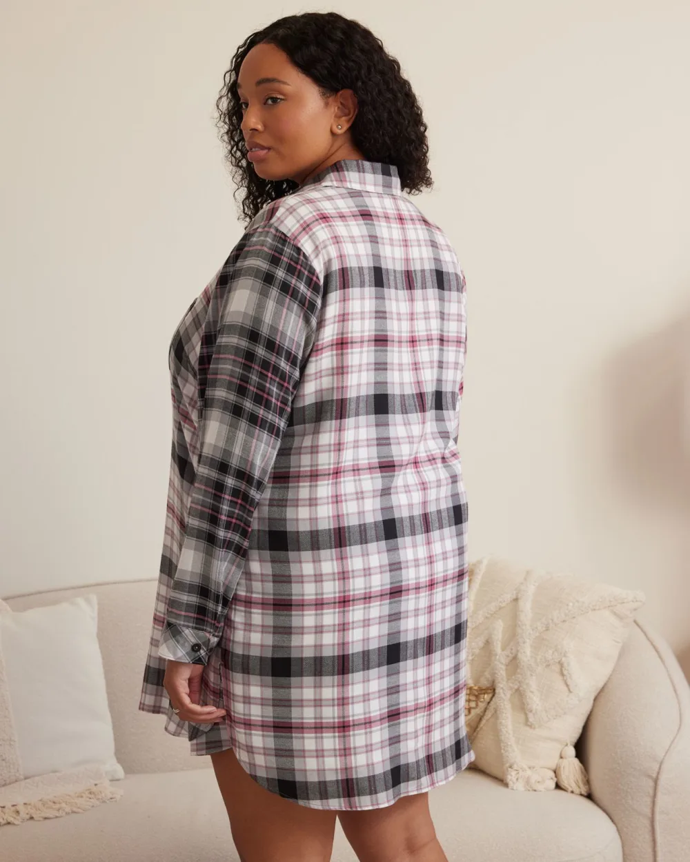 Long Plaid Pyjama Shirt - ti Voglio | Penningtons