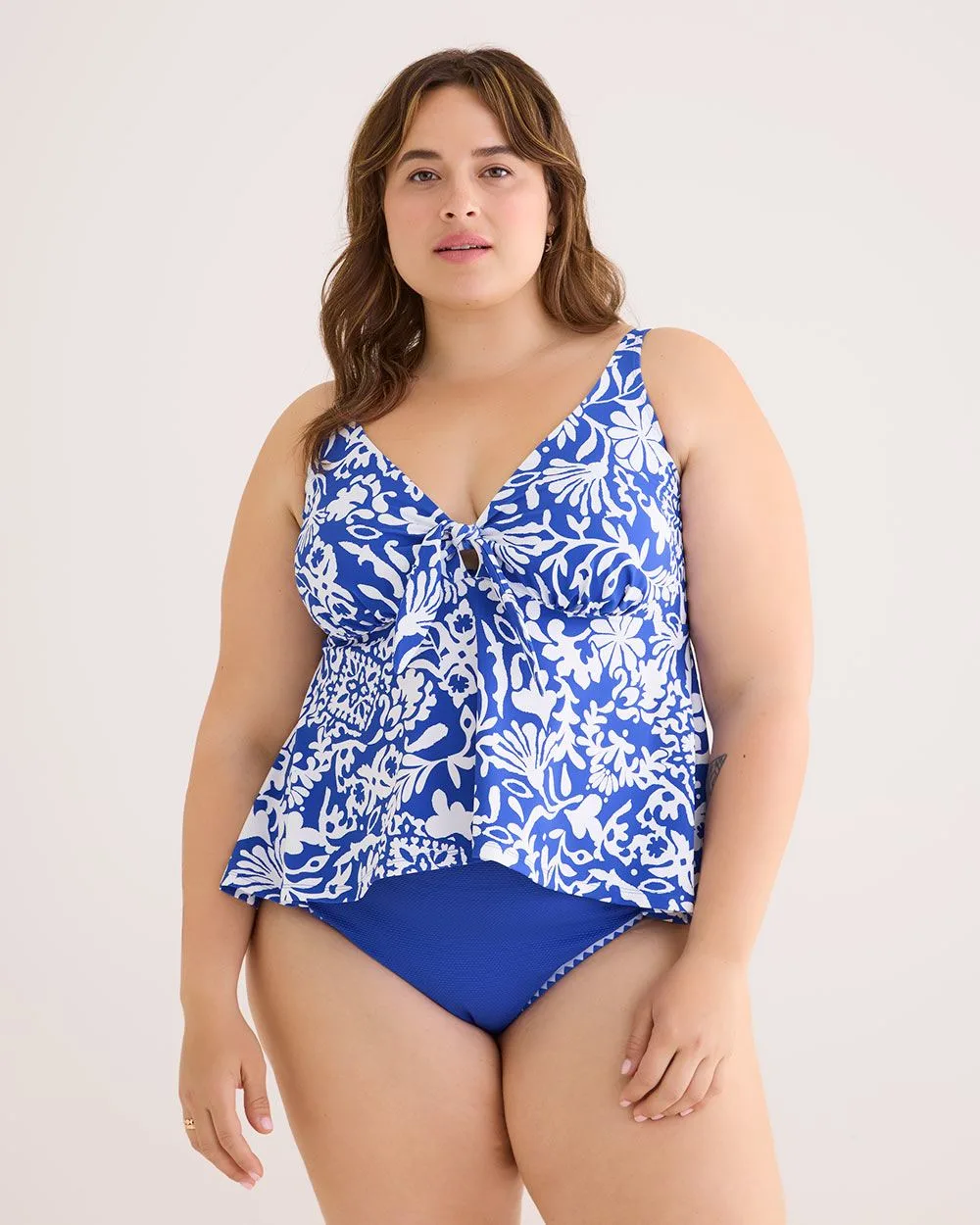 Printed Blue High-Low Swing Tankini | Penningtons