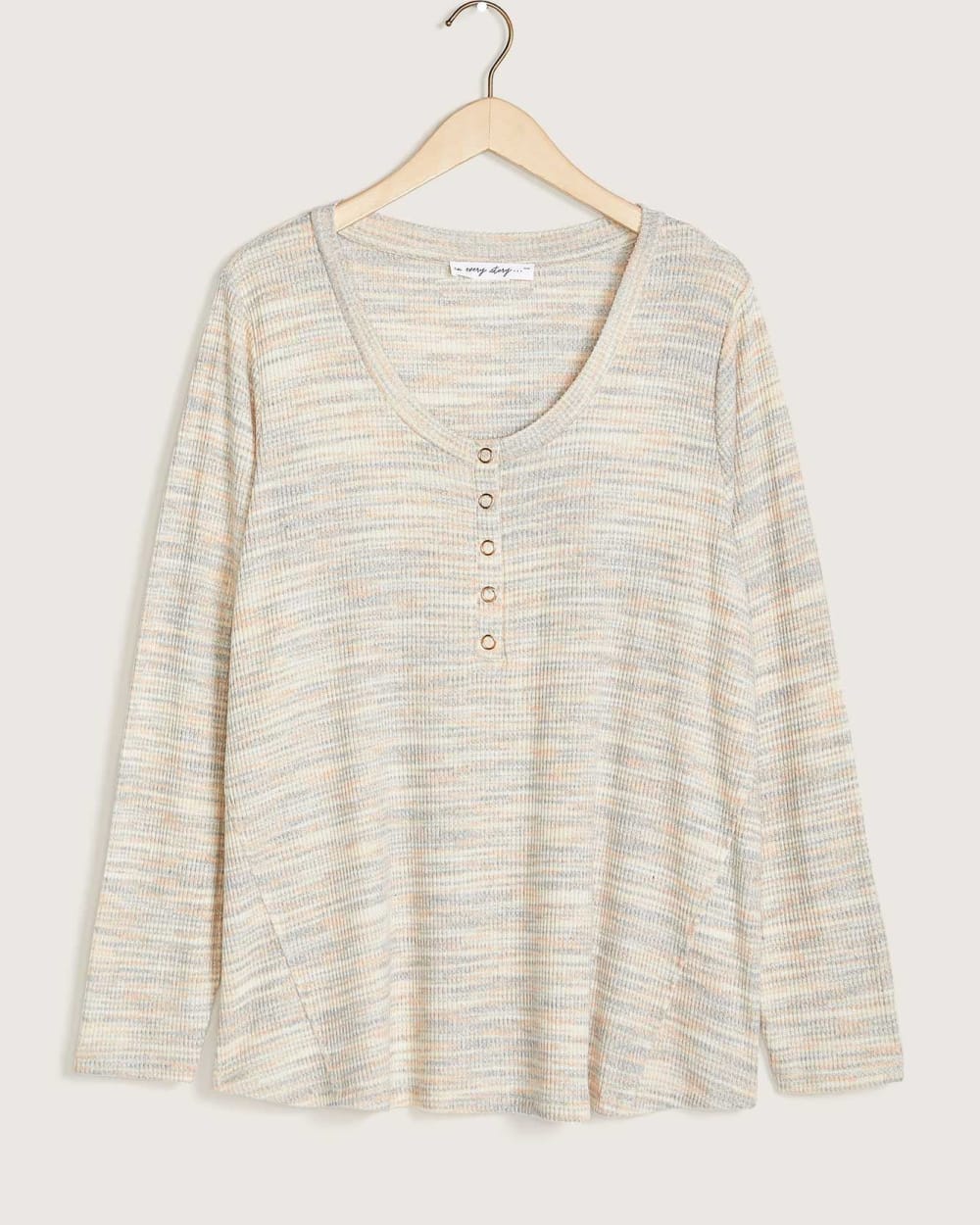 Long-Sleeve Henley Top With Snap Buttons - In Every Story | Penningtons