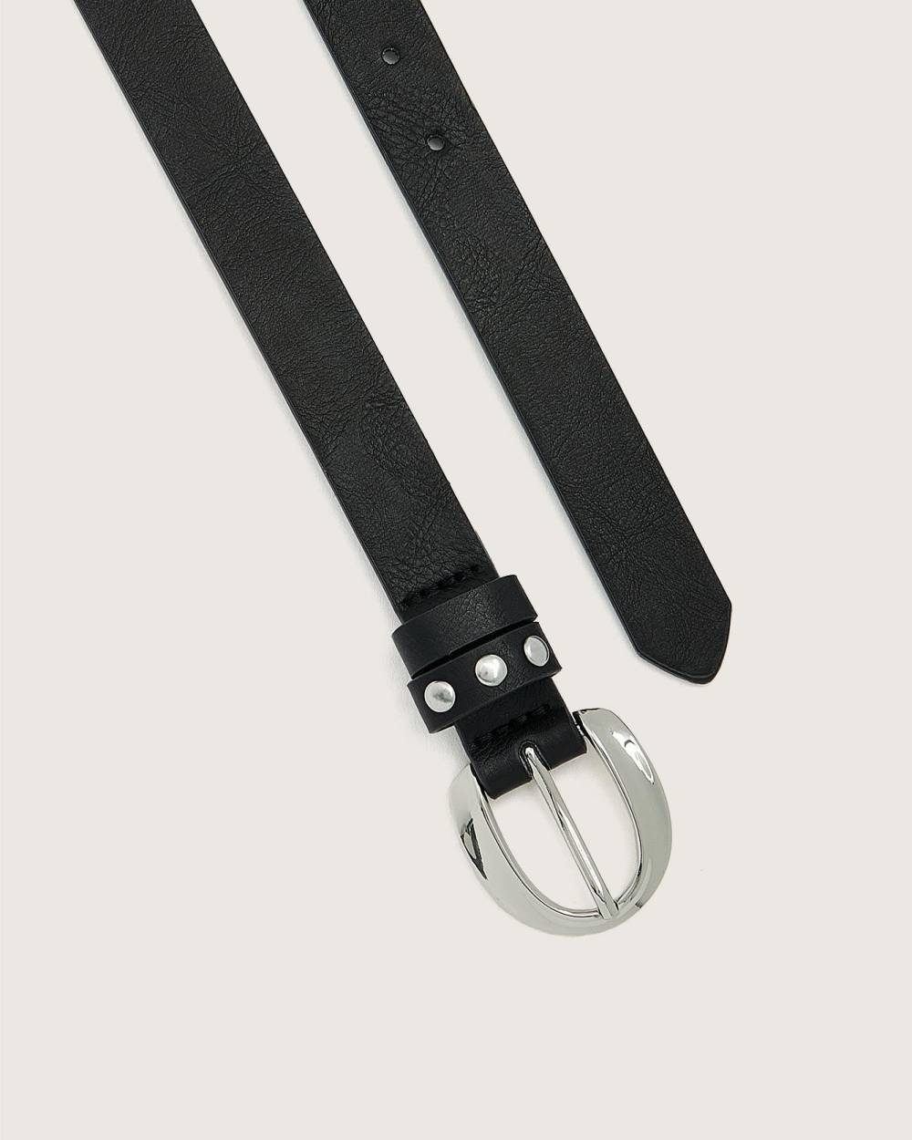 Black Skinny Belt with Studded Loop | Penningtons