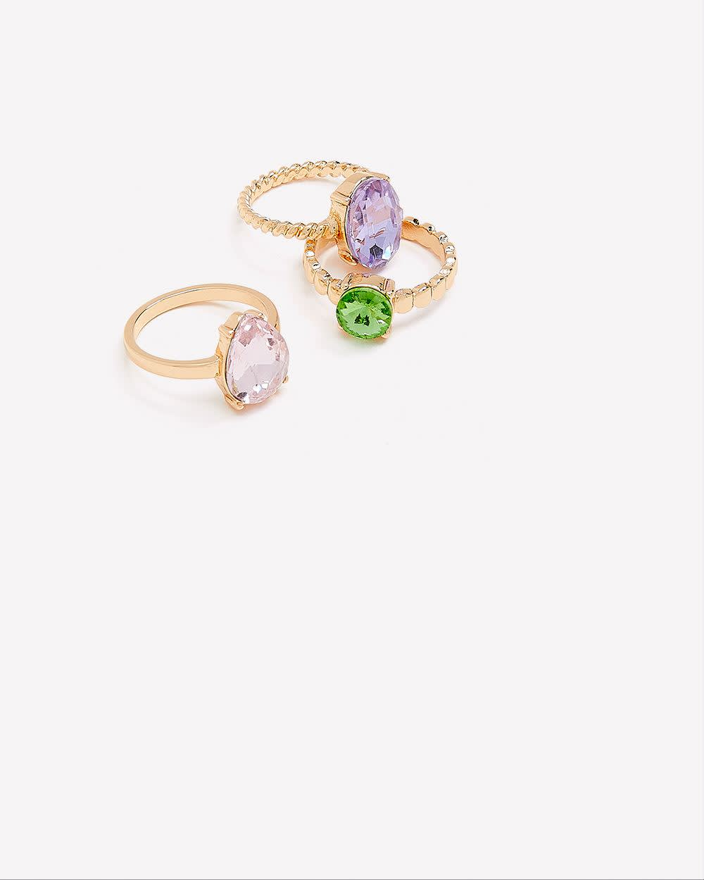 Chunky Stone Rings, Set of 3 | Penningtons