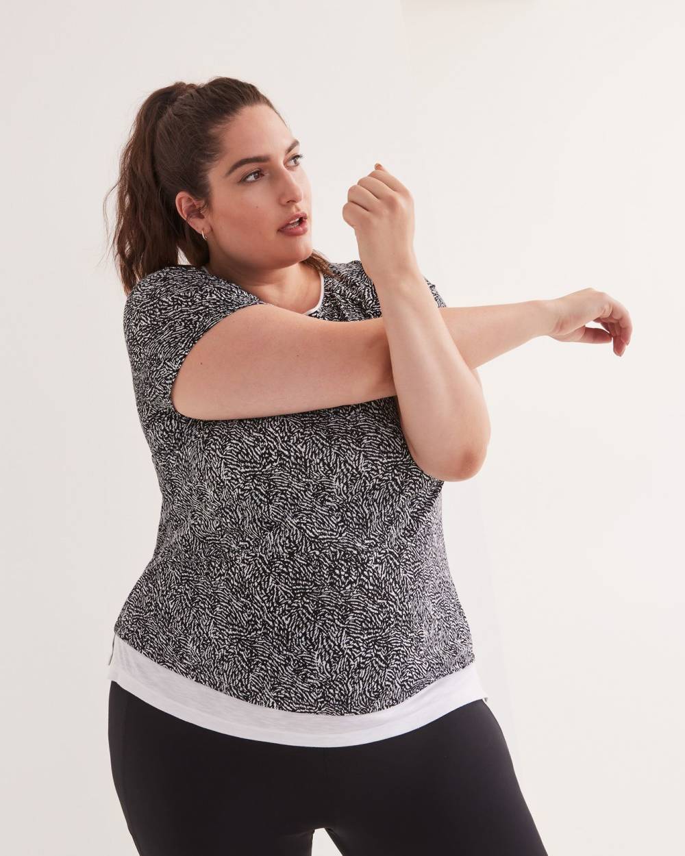 Abstract Print Raglan-Sleeve Fooler Tee - Active Zone | Penningtons