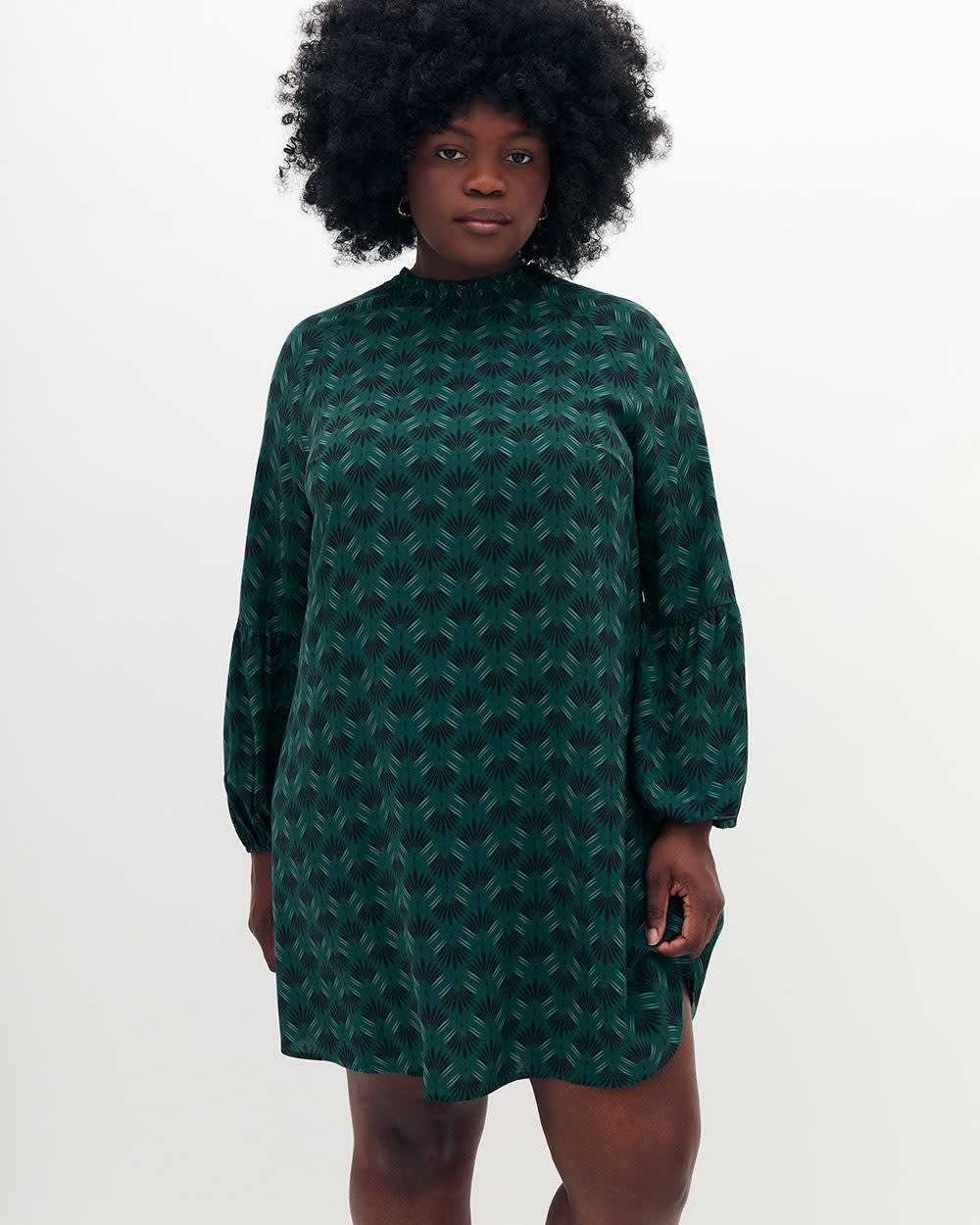 Printed Raglan-Sleeve Swing Dress - Addition Elle | Penningtons