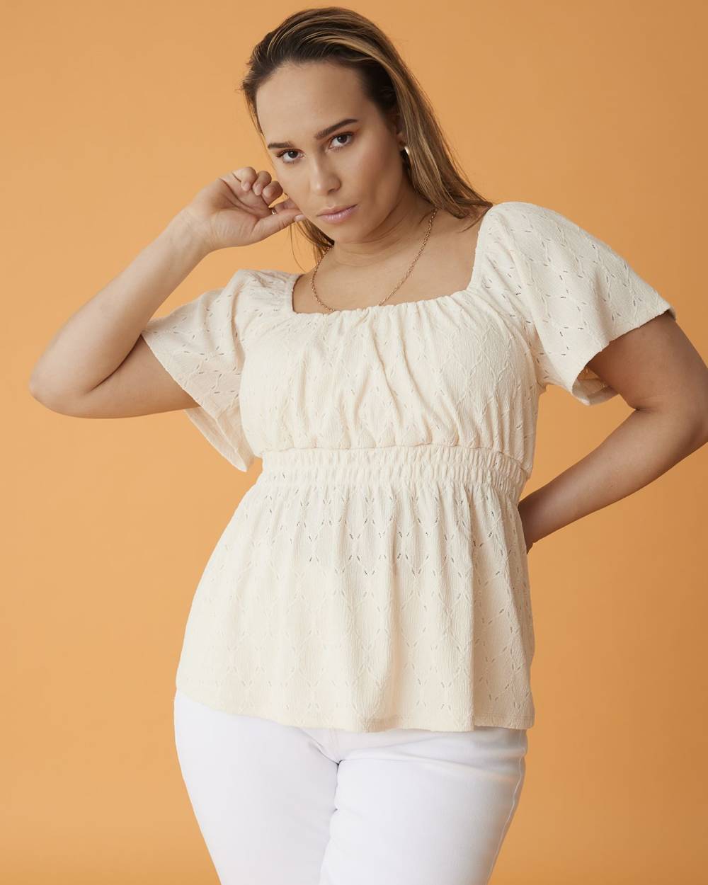 Flutter-Sleeve Lace Top - Addition Elle | Penningtons