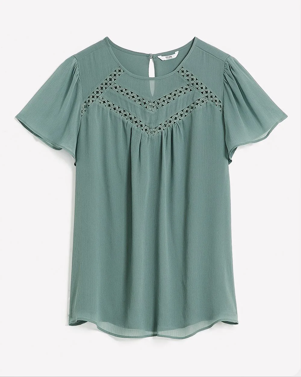 Crew-Neck Blouse with Lace Details | Penningtons