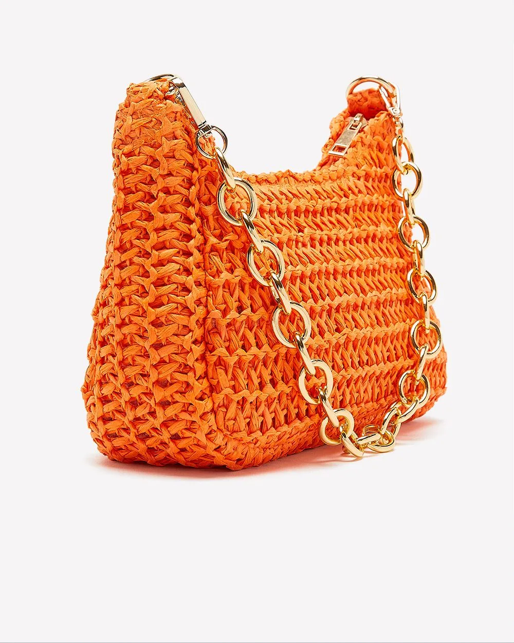 Straw Handbag with Golden Chain Strap - Addition Elle | Penningtons
