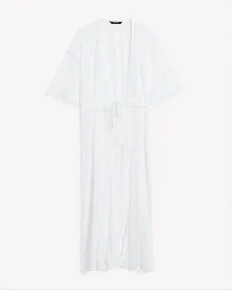 White Lace and Mesh Robe - Déesse Collection | Penningtons