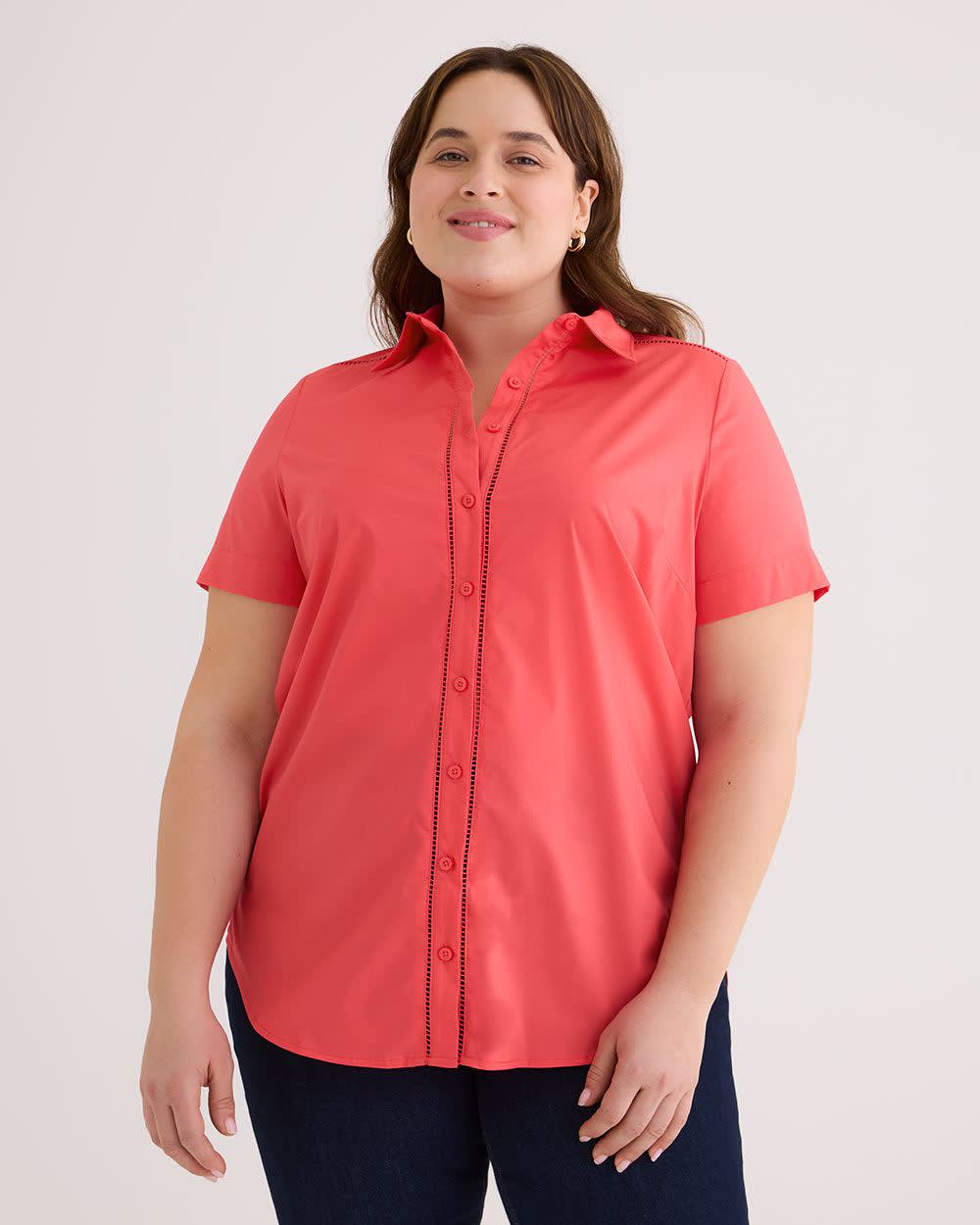 Poplin Blouse with Decorative Trims | Penningtons