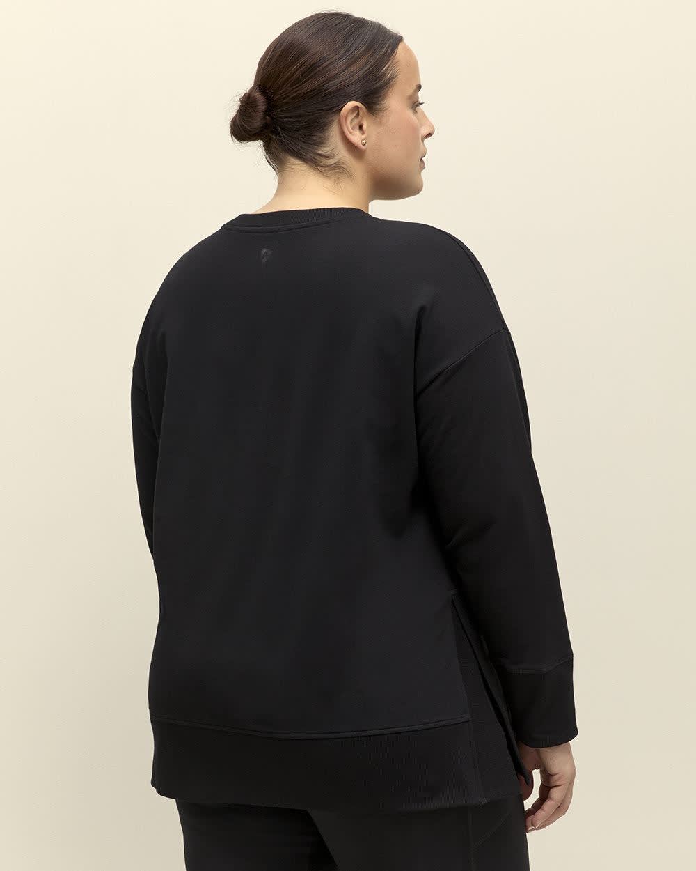 Black French Terry Tunic with High Side Slits - Active Zone | Penningtons